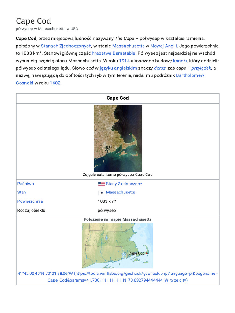 Cape Cod - Wikipedia, Wolna Encyklopedia | PDF
