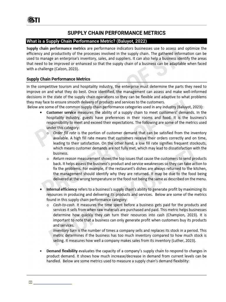 06 Handout 1Supply-Chain | PDF | Supply Chain | Performance Indicator