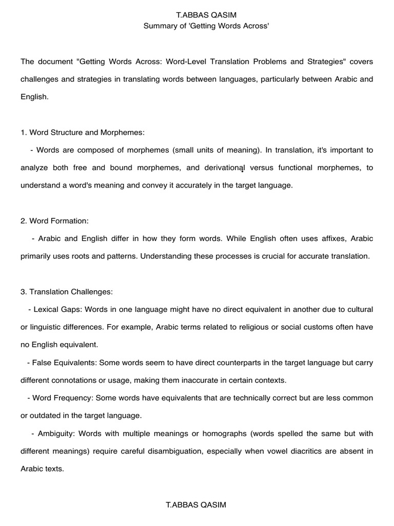 Translation Summary ترجمة ثاني | PDF