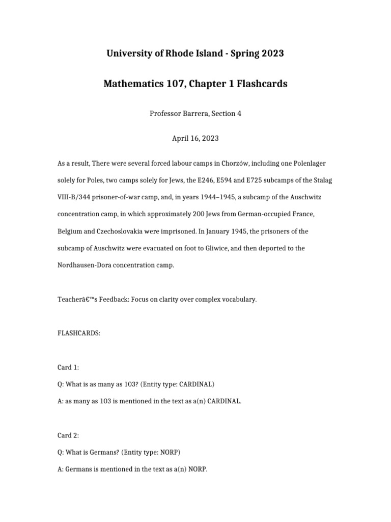 Mathematics 107 Chapter 1 Flashcards | PDF