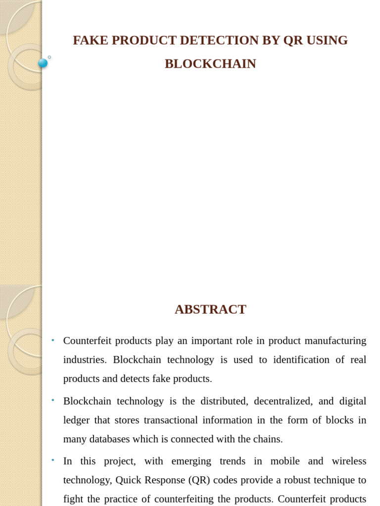 Fake Product Detection by QR Using Blockchain - Final | PDF | Qr Code | Authentication