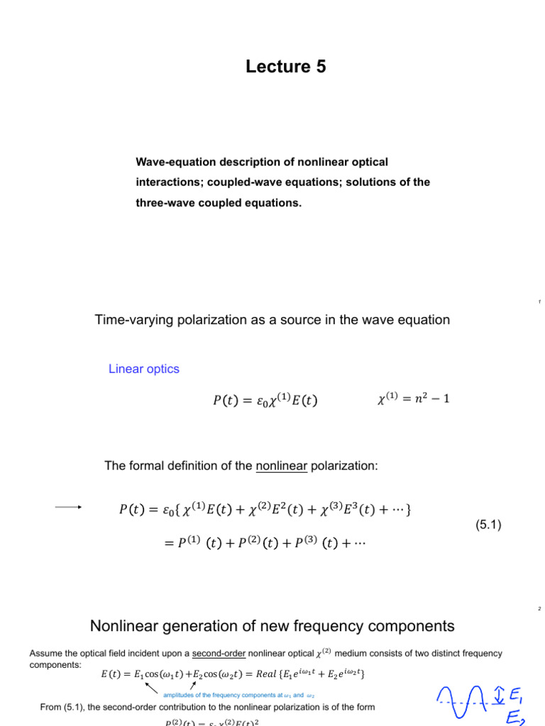 L5_-Coupled-wave-equations | PDF | Nonlinear Optics | Polarization (Waves)