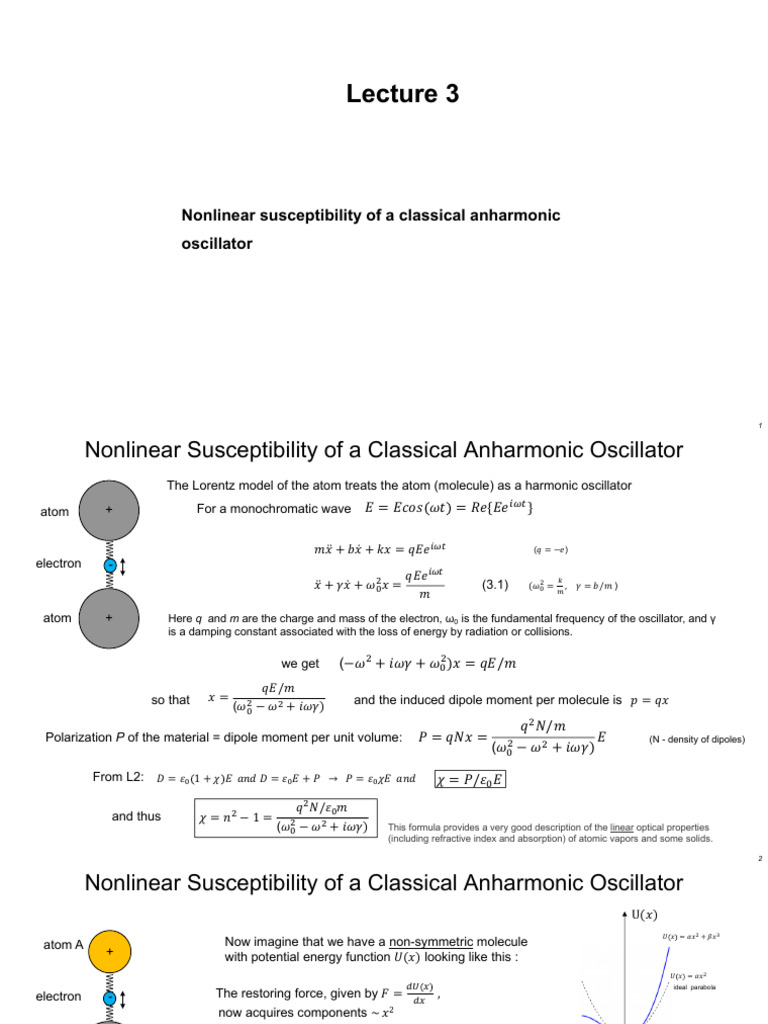 L3 - Nonlinear Susceptibility of A Classical Anharm Oscill | PDF | Nonlinear Optics ...