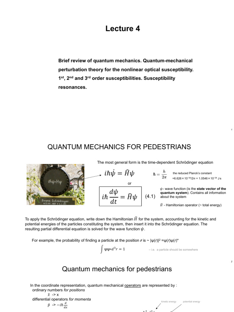 L4_-Quantum-mechanical-perturbation-theory | PDF | Hamiltonian (Quantum Mechanics) | Schrödinger ...