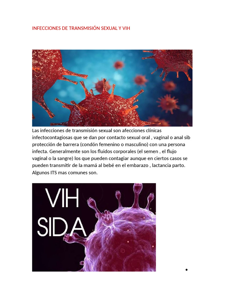 INFECCIONES DE TRANSMISIÓN SEXUAL Y VIH | PDF | Infección transmitida sexualmente | VIH