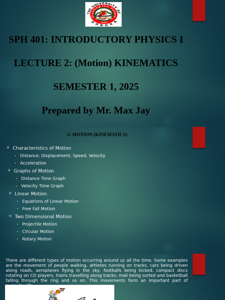 Lecture 2 - Kinematics-1 | PDF | Acceleration | Velocity