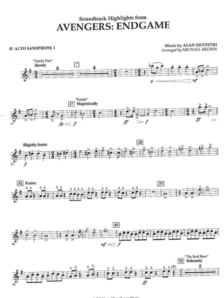 Avengers End Game - Alto Saxophone 1 | PDF