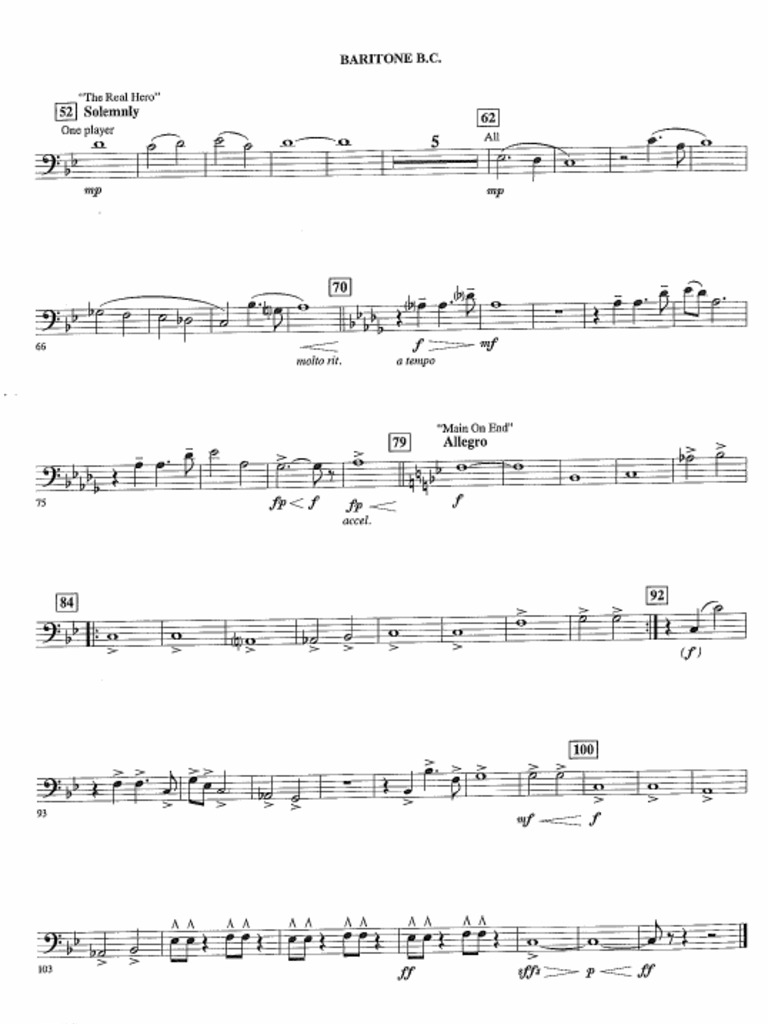 Avengers End Game - Baritone B.C | PDF