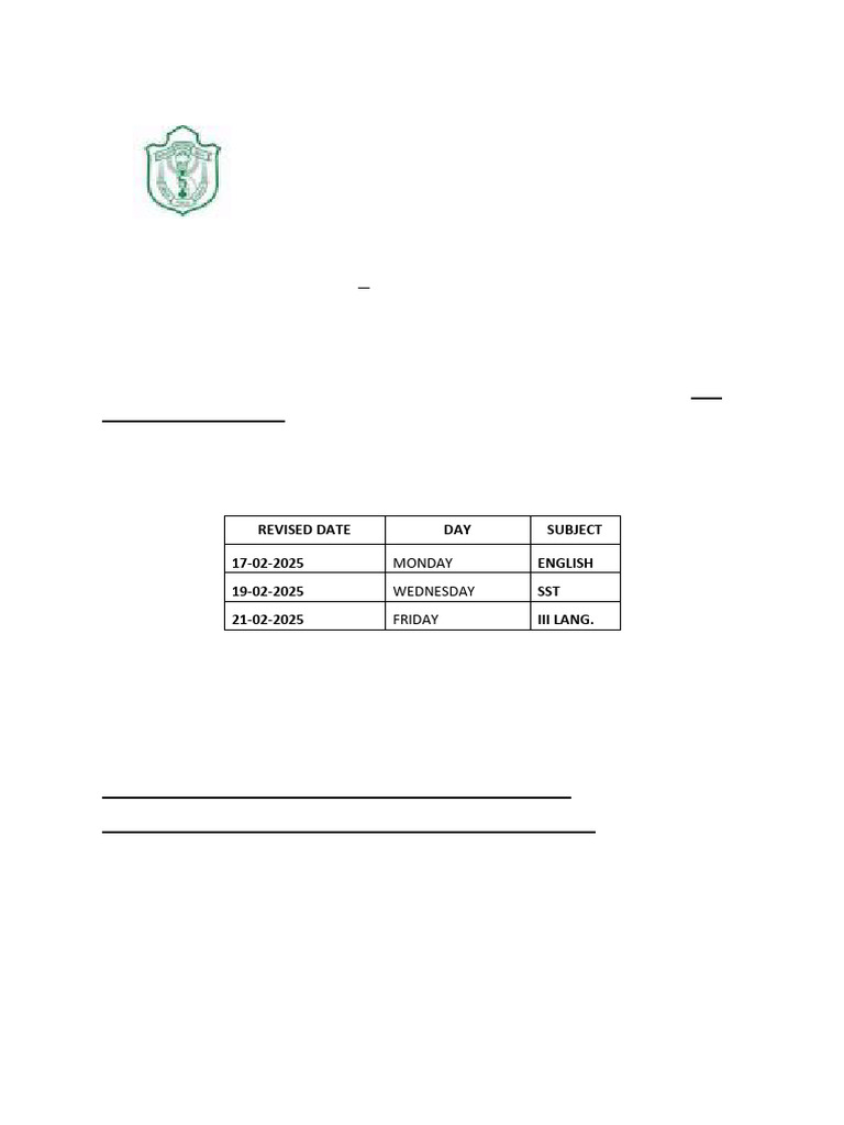 Revised 8th Grade Exam Dates 2025 | PDF