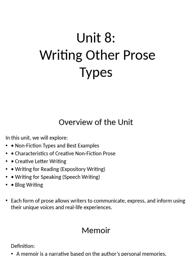 Unit_8_Elaborated_Writing_Other_Prose_Types-1 | PDF | Creative ...
