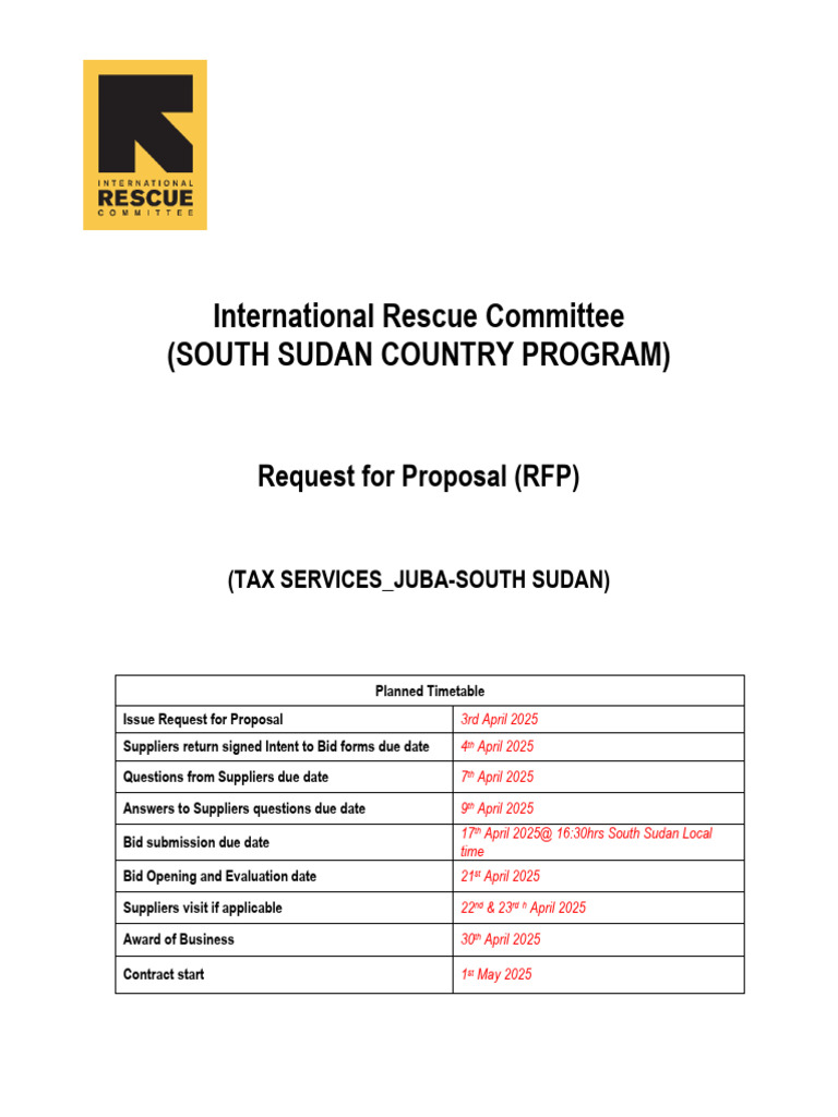 P53 - Request For Proposal - RFP - TAXI Services Juba | PDF | Vehicles | Human Rights