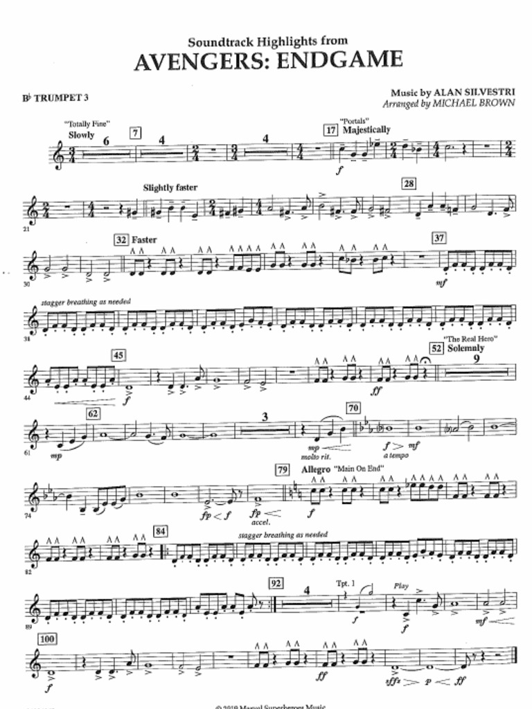 Avengers End Game - Trumpet 3 | PDF