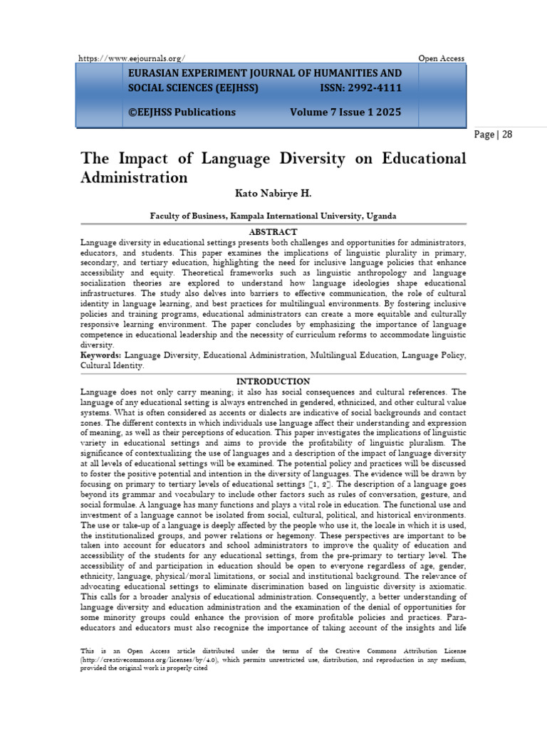 Language Diversity in Education Administration | PDF | Teachers ...