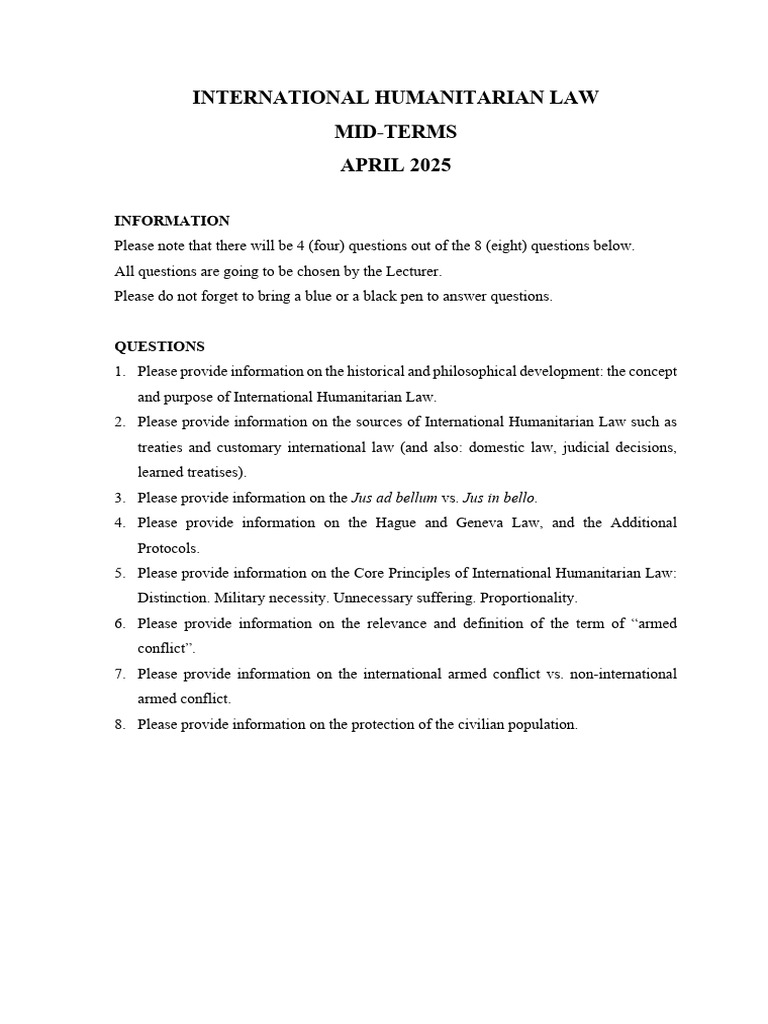 IHL Mid-Terms 2025 | PDF
