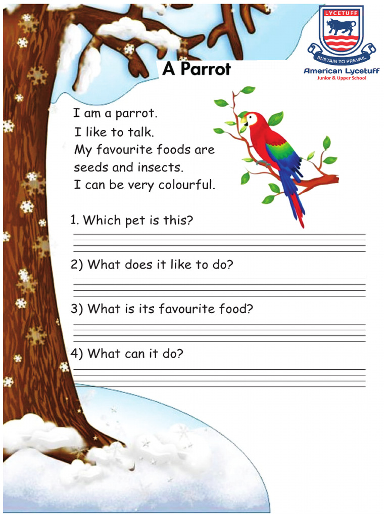 Class 1 Winter Holiday Homework | PDF