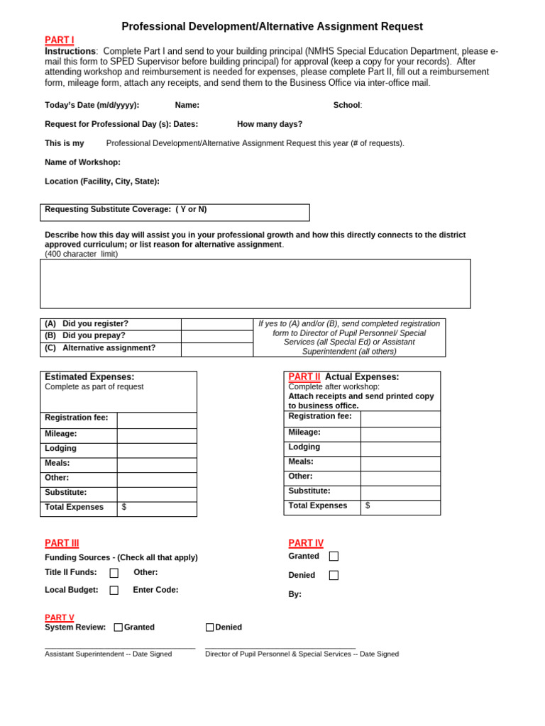 Professional Development Request Form | PDF