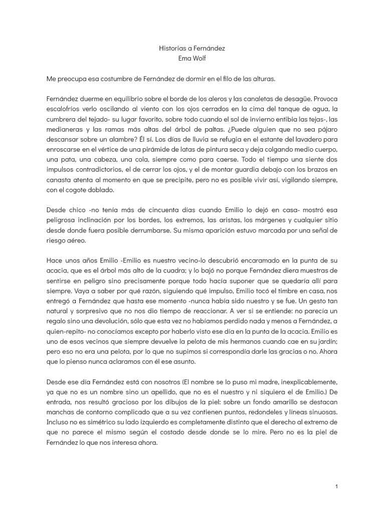 Historias A Fernández - Ema Wolf | PDF