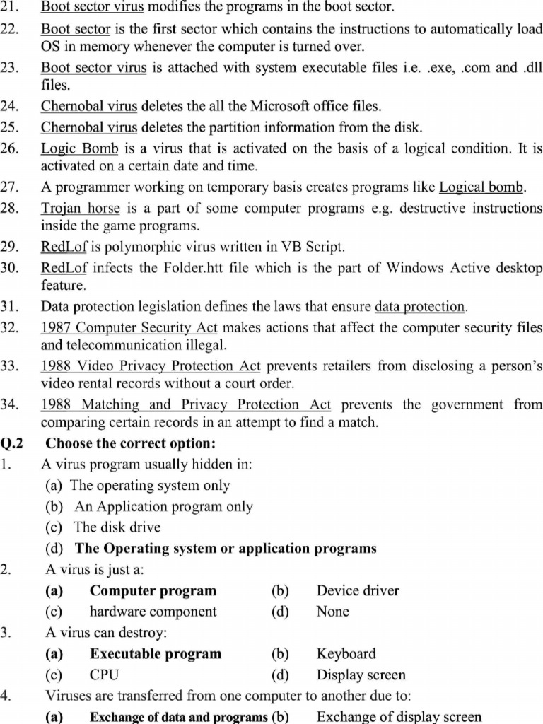 11th Computer Chapter 6 Mcqs | PDF
