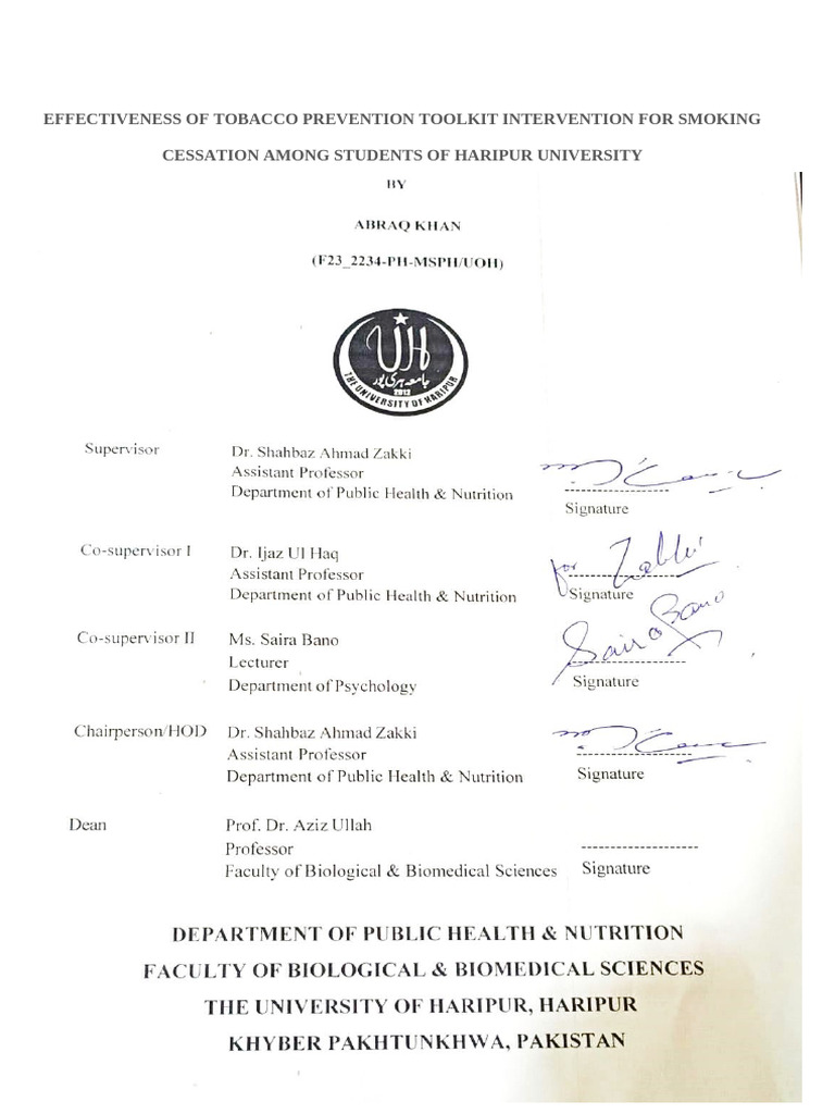 Abraq MS Synopsis Updated | PDF | Smoking | Statistics