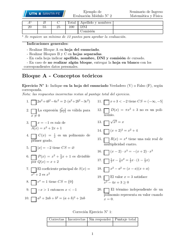 Evaluación M2 Ejemplo Temario | PDF