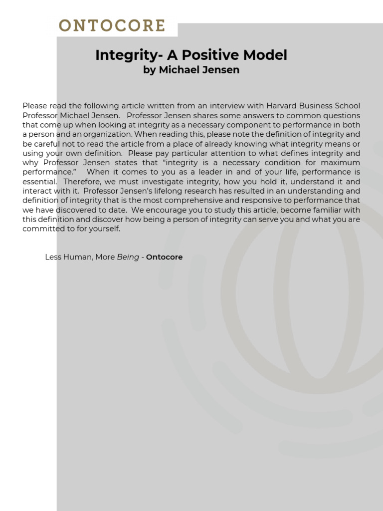4 Intergrity A Positive Model | PDF