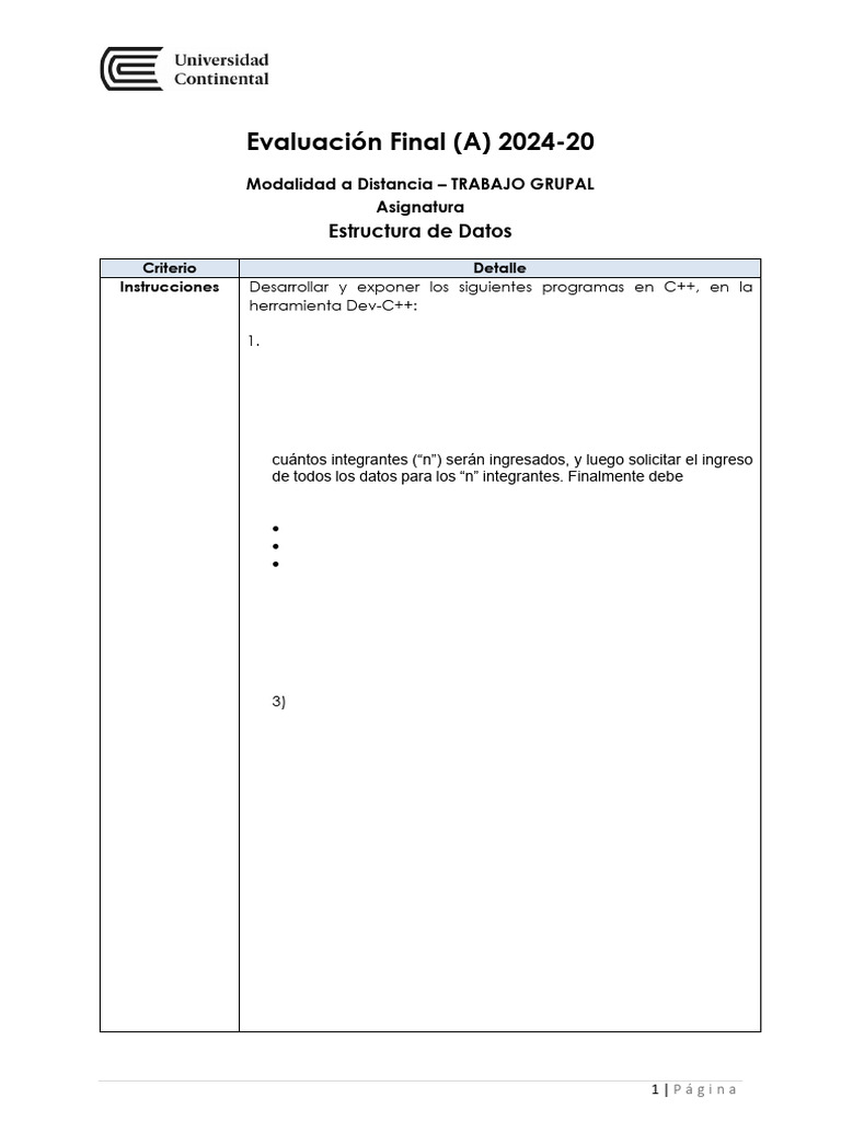 Consigna de Evaluación Final | PDF | C ++ | Programación de computadoras
