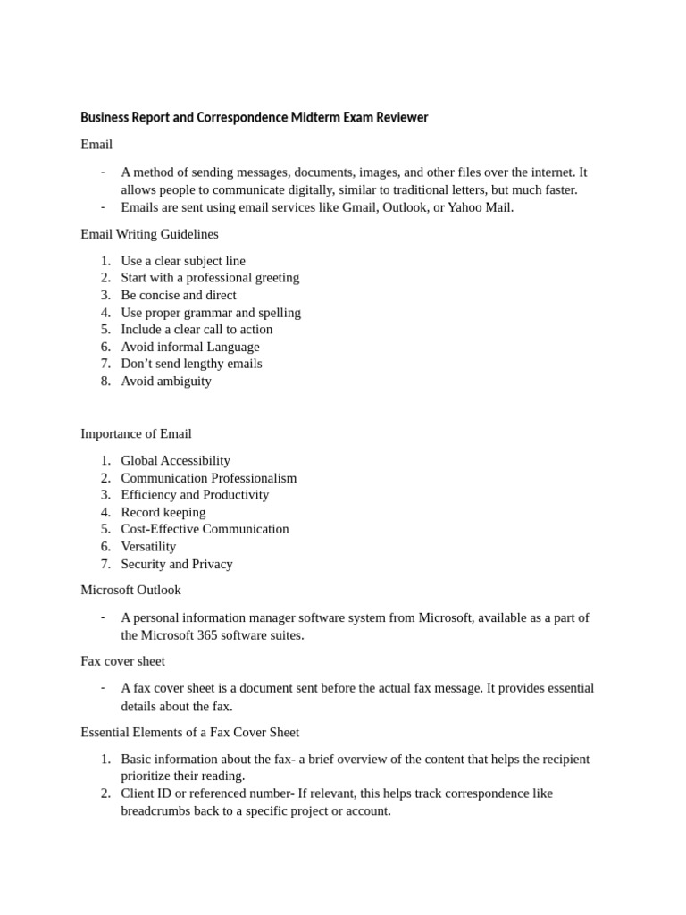 Business Report and Correspondence Midterm Exam Reviewer | PDF ...