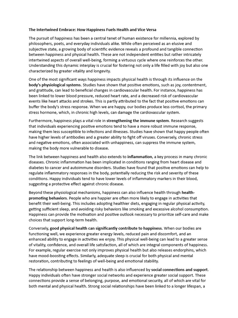 Happiness and Health: A Vital Connection | PDF | Happiness | Chronic ...