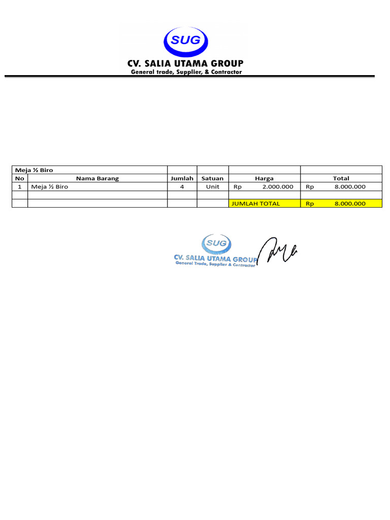 1. Nota Meja Setengah Biro Sekolah | PDF