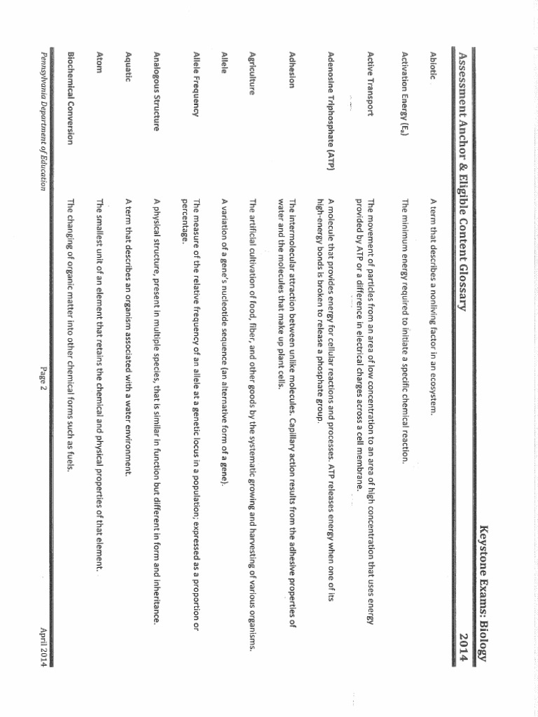 Glossary of Terms For Biology Keystone | PDF
