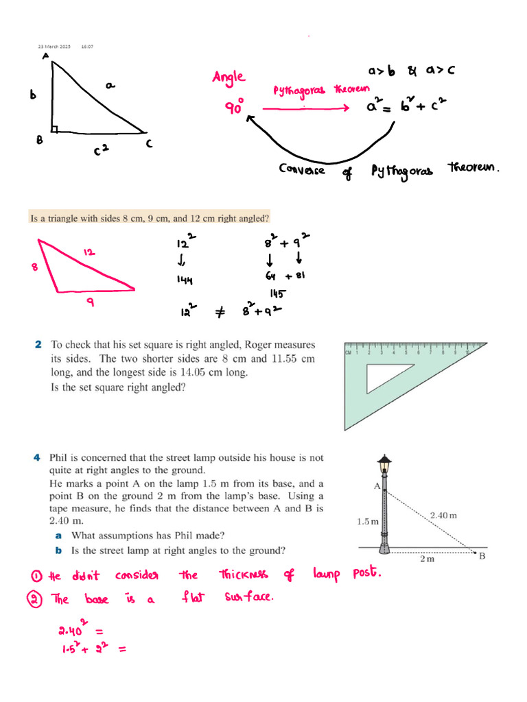 Converse of Pythagoras Theorem-23-03-25 | PDF