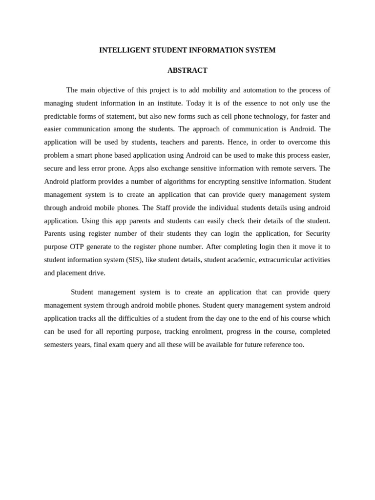 Intelligent Student Information System | PDF | Information | Android (Operating System)