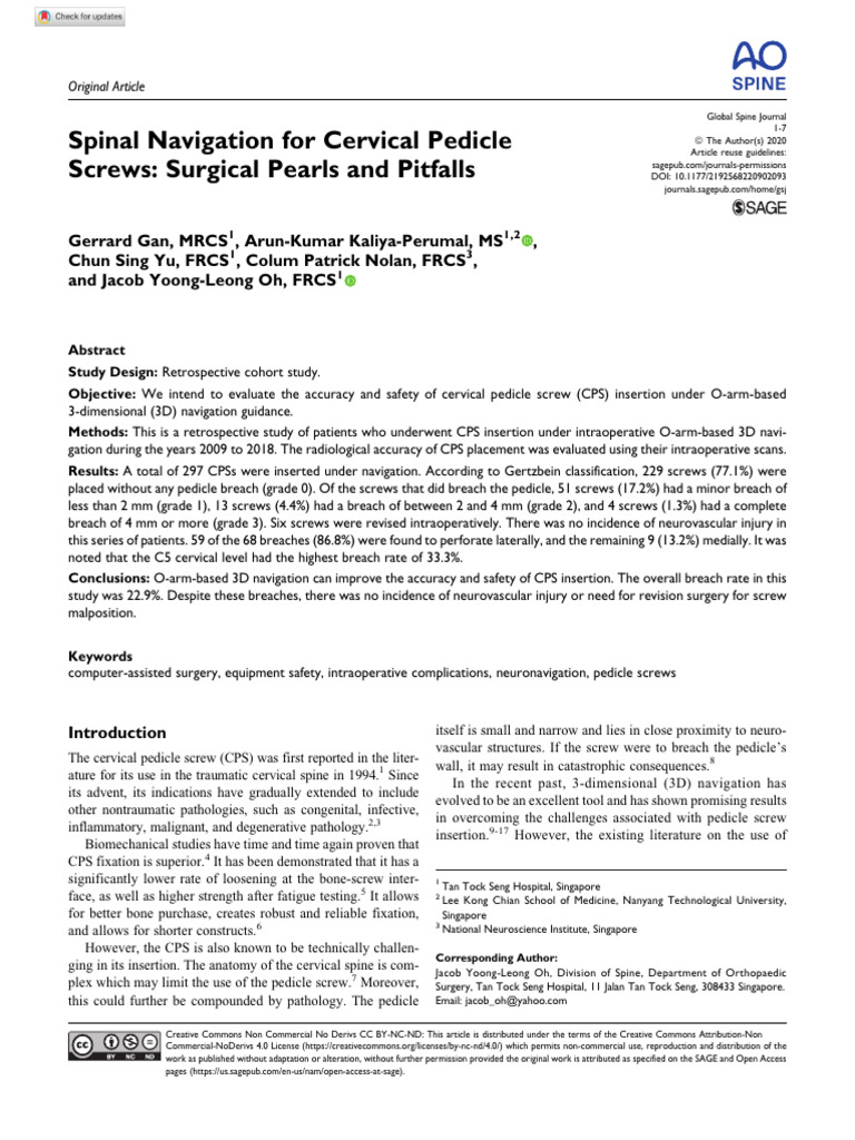 Spinal_Navigation_for_Cervical_Pedicle_Screws_Surg | PDF | Vertebra ...