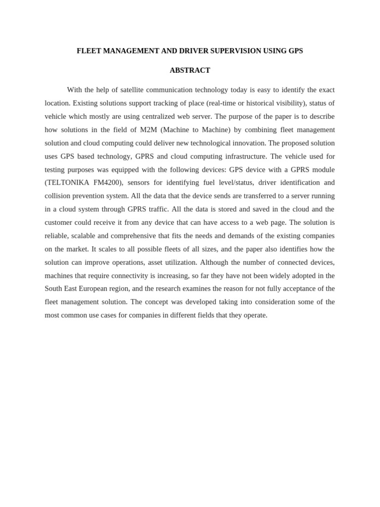 Fleet Management and Driver Supervision Using GPS | PDF | Mobile App | Android (Operating System)