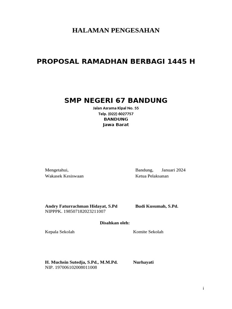 Proposal Ramadhan Berbagi 1445H | PDF
