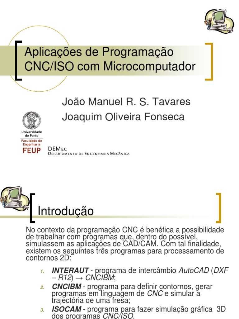 Aplicações de Programação CNC-ISO | PDF | Auto Cad | Programas