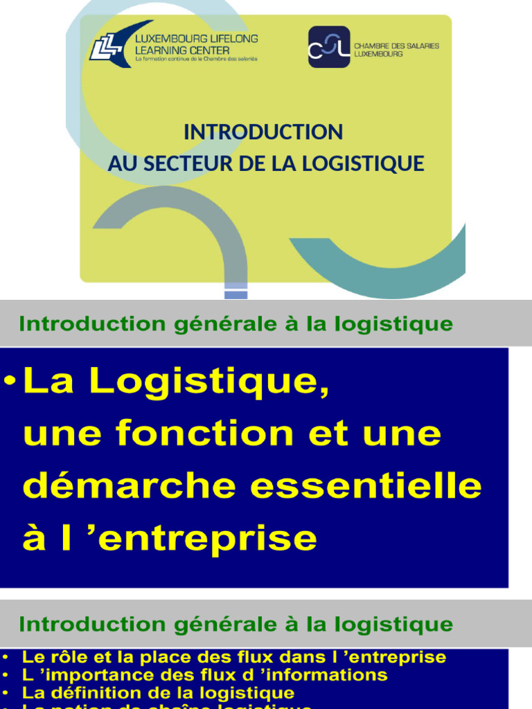 Présentation Introduction A La Logistique | PDF