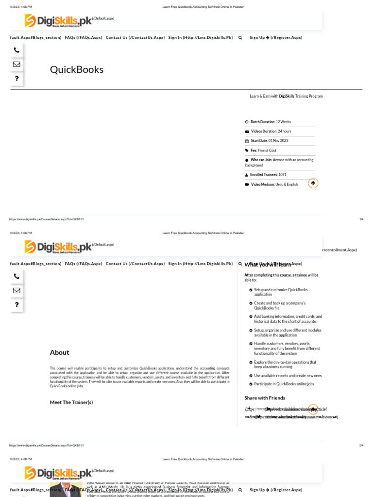 Learn Free Quickbook Accounting Software Online in Pakistan | PDF | Quick Books | Business