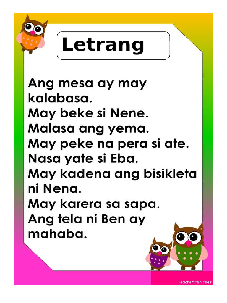 Letrang A, E., I, O, at U. Kuwento | PDF