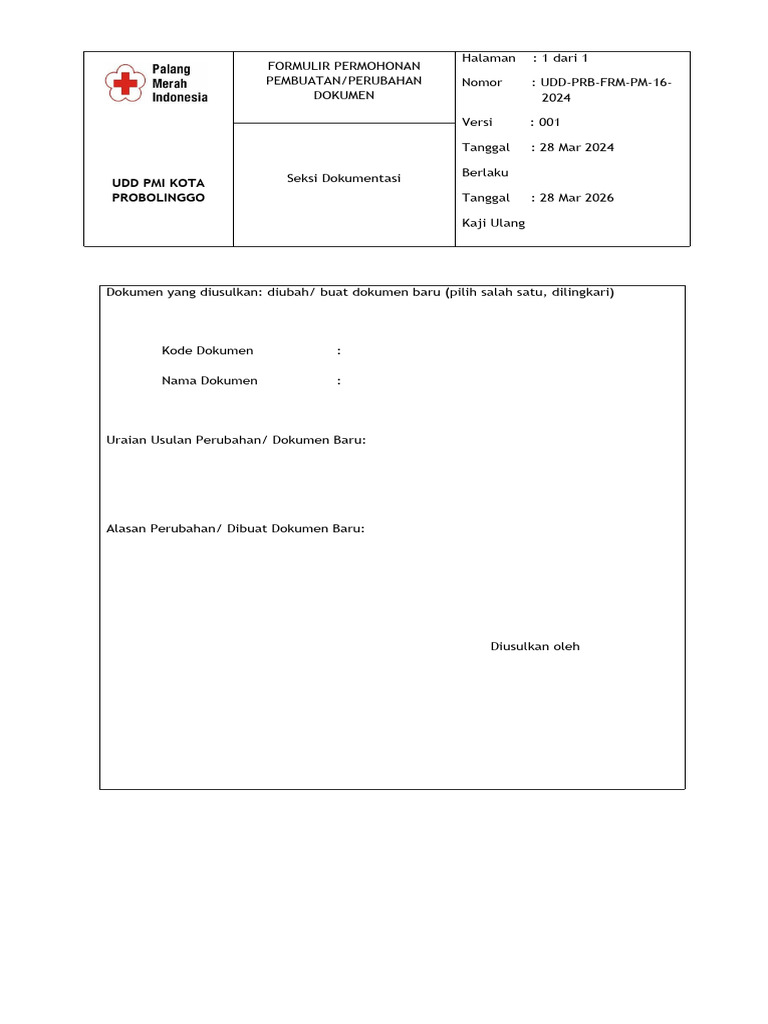 Form Permohonan-Perubahan Dokumen | PDF