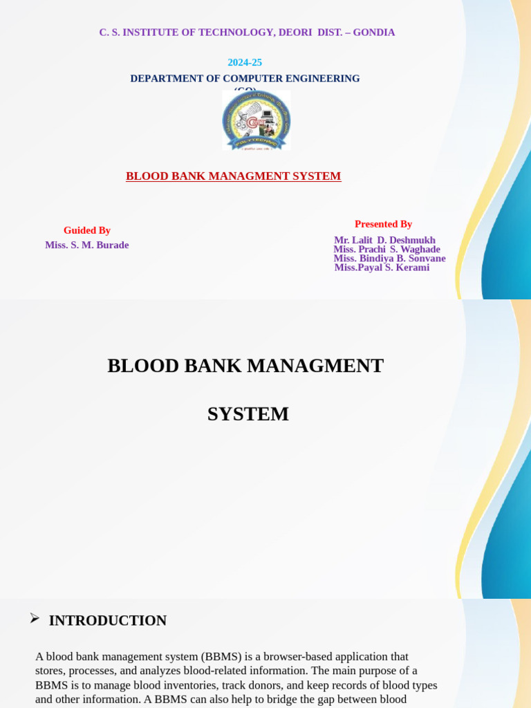 Blood Bank PPT Org Lalit | PDF | Blood Donation | Computer Hardware