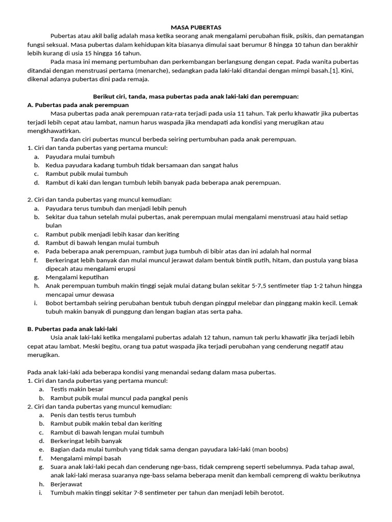 Materi MASA PUBERTAS | PDF