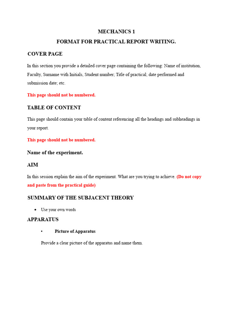 Mechanics 1 Report Writing | PDF