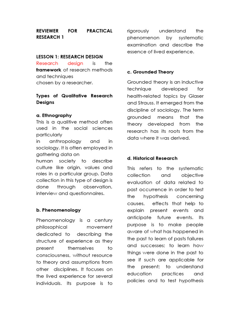 Reviewer For Practical Research 1 | PDF | Sampling (Statistics ...
