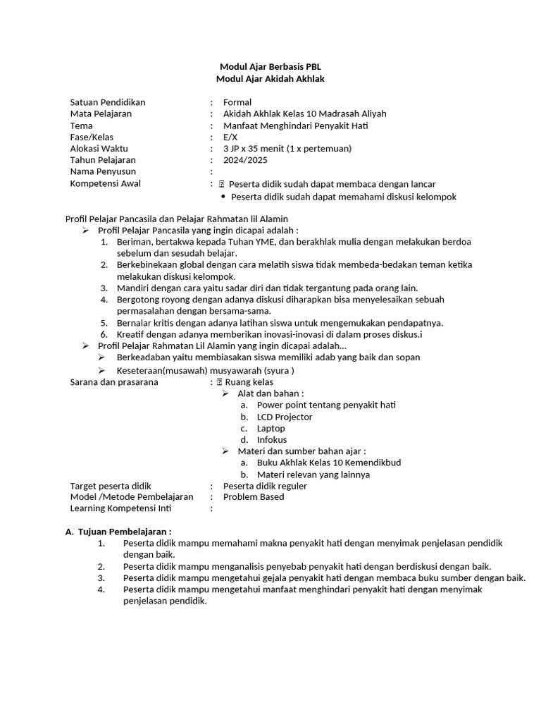 Modul Ajar PBL Fatya | PDF
