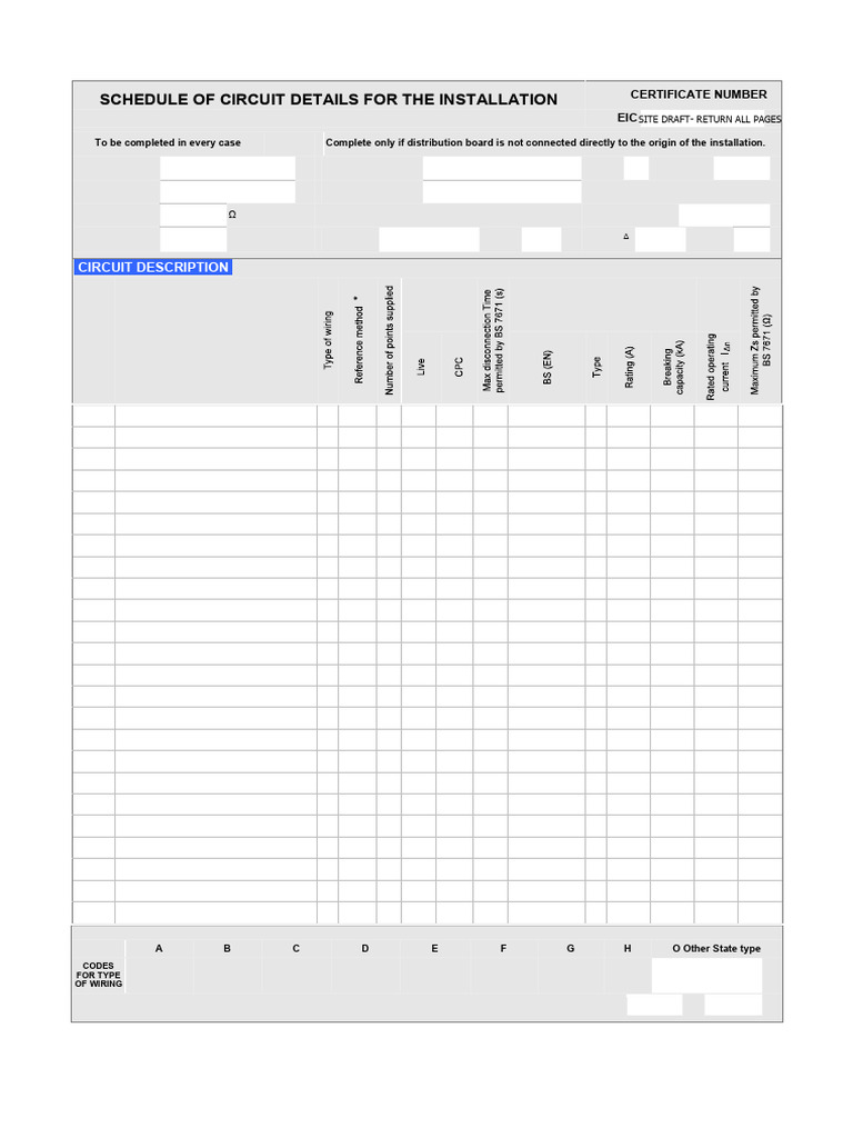 Schedule of Circuit Details | PDF | Electrical Wiring | Electrical ...