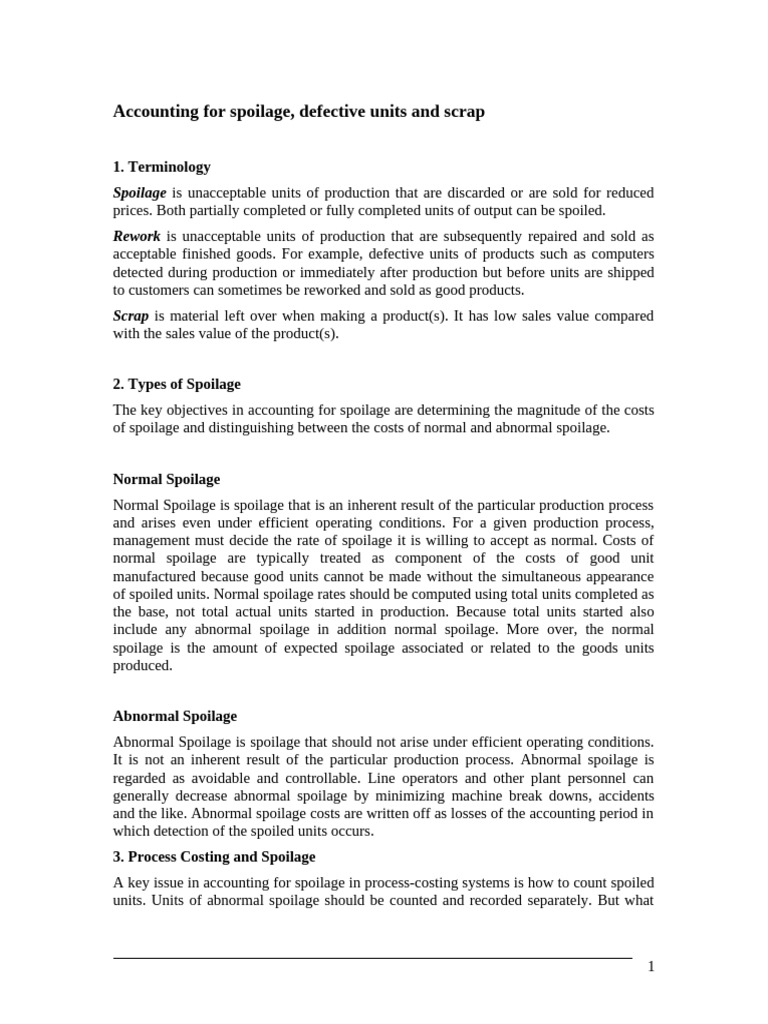 Cost I Chapter 5 Spoilage | PDF | Scrap | Inventory