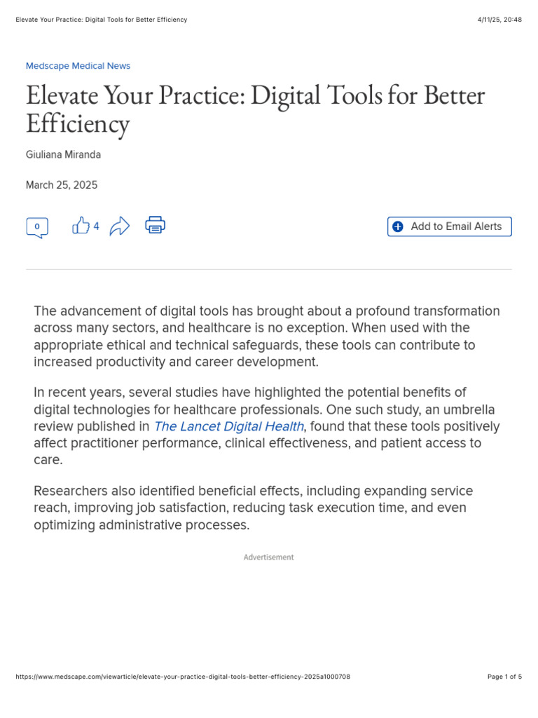 Digital Tools for Healthcare Efficiency | PDF | Artificial Intelligence ...