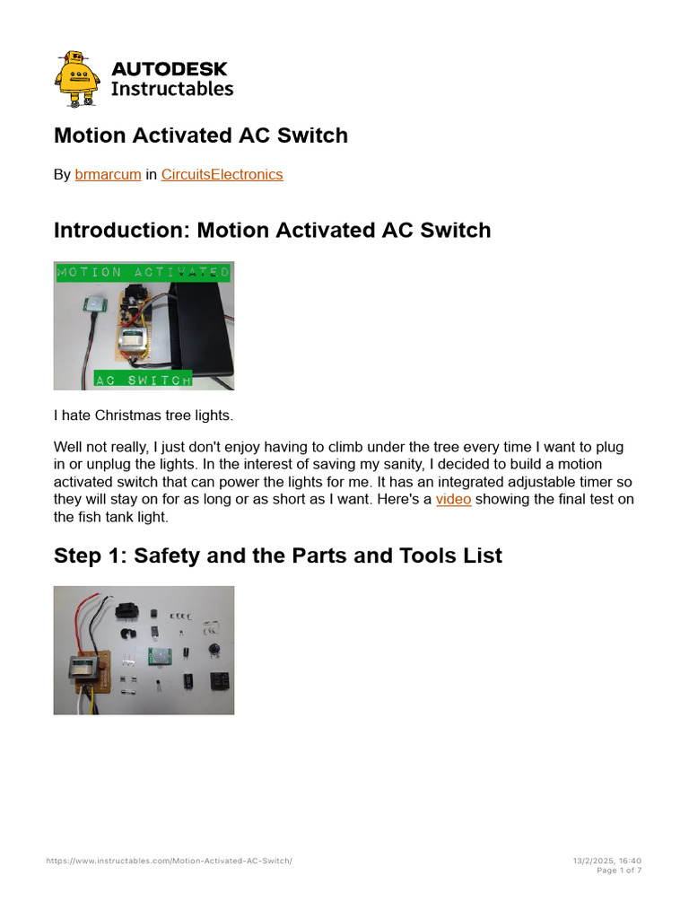 Motion Activated AC Switch - 8 Steps (With Pictures) - Instructables | PDF | Rectifier ...