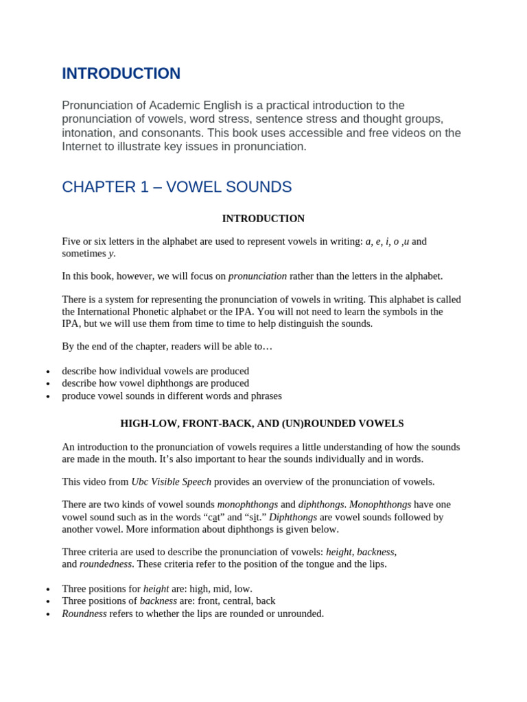 A Short Introduction To English Pronunciation | PDF | Stress ...